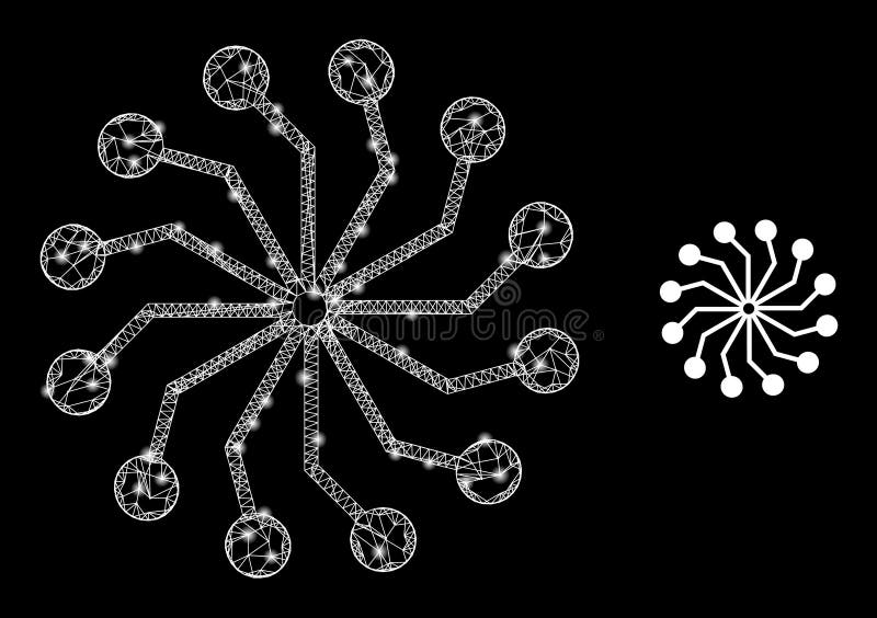 Net Radial Circuit Links Web Mesh Icon with Glare Lightspots Stock ...