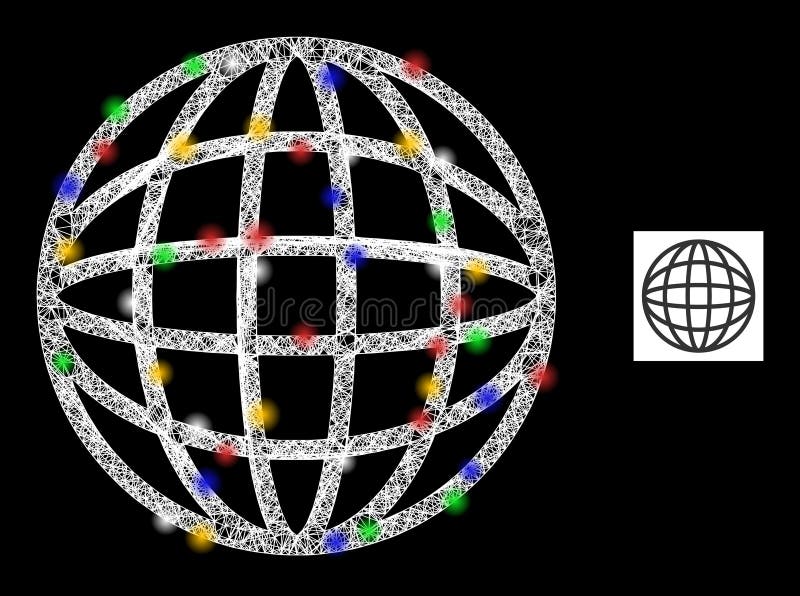 Net Mesh Sphere Icon with Colored Glare Spots Stock Vector ...