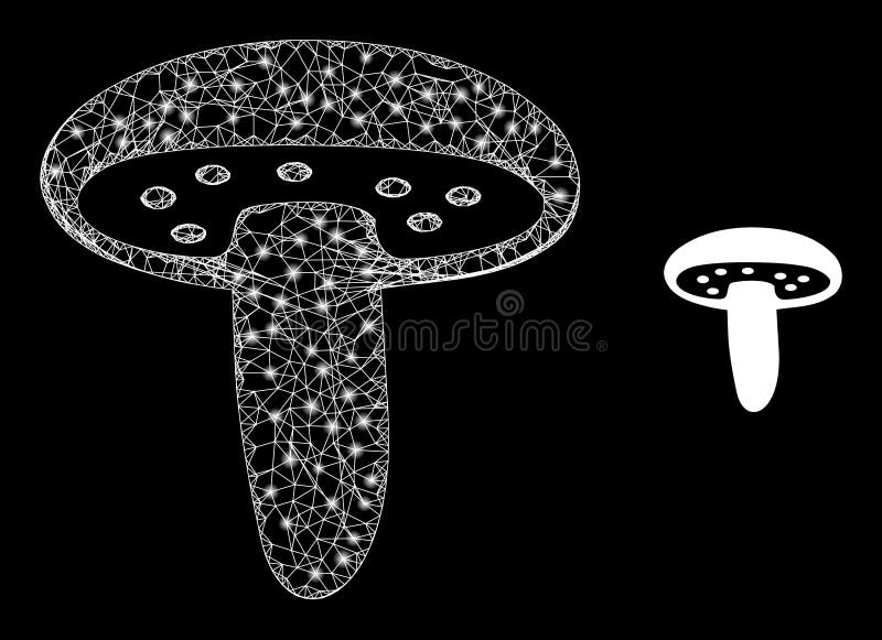 Network Mushroom Web Mesh Icon with Glare Light Spots Stock Vector ...