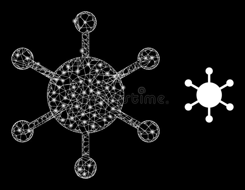 Net Network Center Web Mesh Icon with Glare Light Spots Stock Vector ...