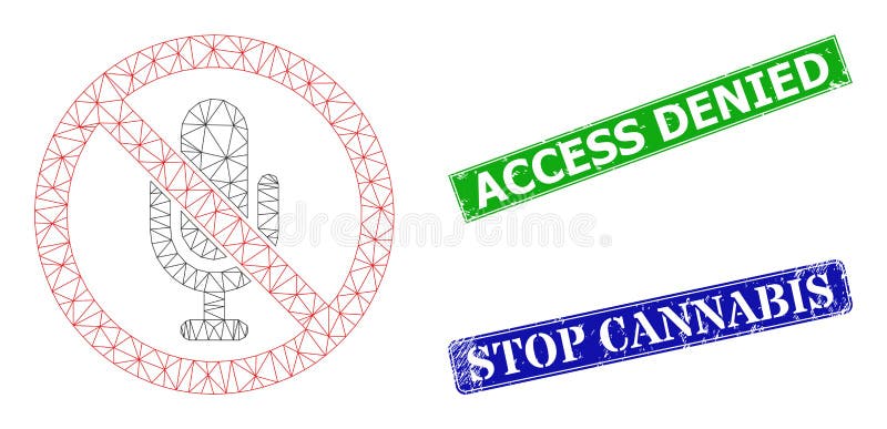 Textured Access Denied Stamp Seals and Triangle Mesh No Sound Icon ...