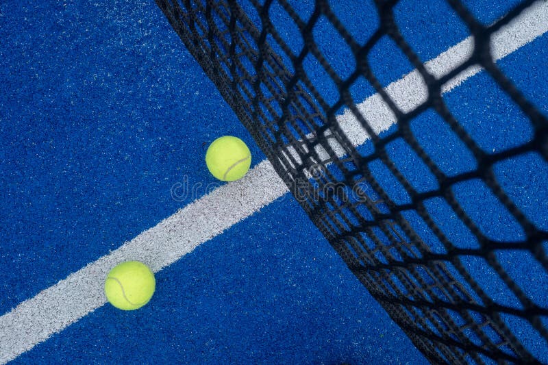 Net of a Paddle Tennis Court and Two Balls, Top View Stock Image ...