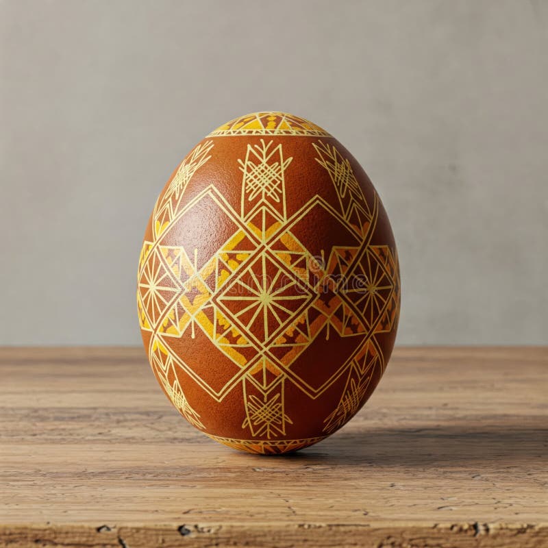 Net Patterned Folk Egg on Vintage Table Stock Illustration ...