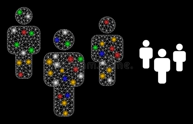 Net People Constellation Icon with Multicolored Glare Spots Stock ...
