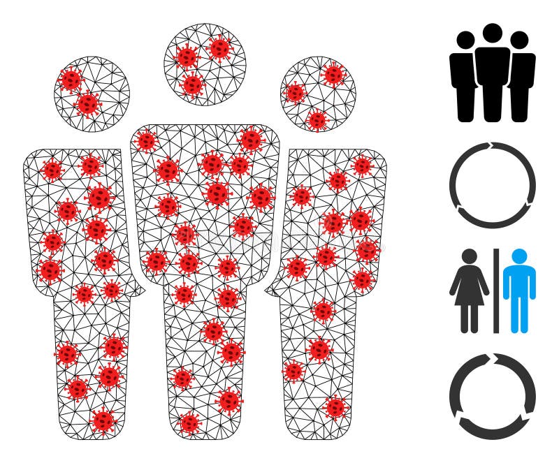 Polygonal Wire Frame People Icon with Infectious Elements Stock Vector ...