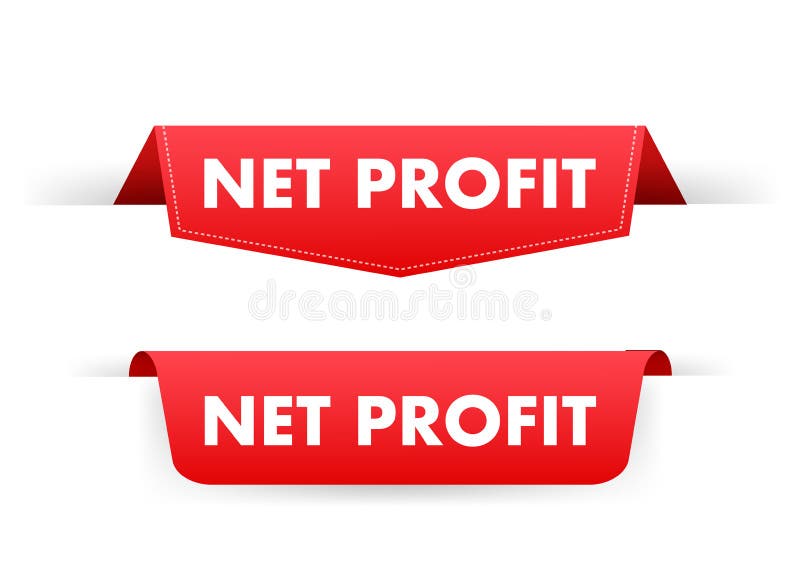 Net Profit Text on Red Ribbon. Vector Stock Illustration. Stock Vector ...