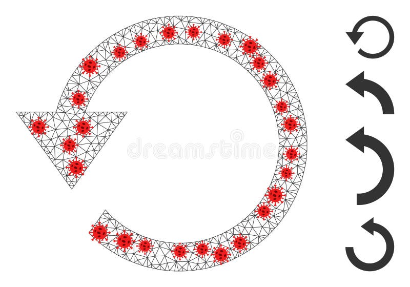 Polygonal Carcass Rotate Ccw Icon with Virus Centers Stock Vector ...