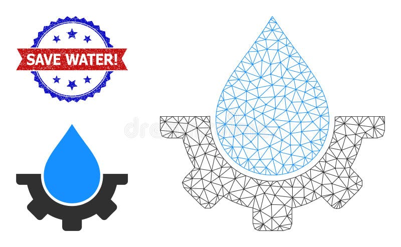 Polygonal Mesh Water Industry Icon And Textured Bicolor Save Water