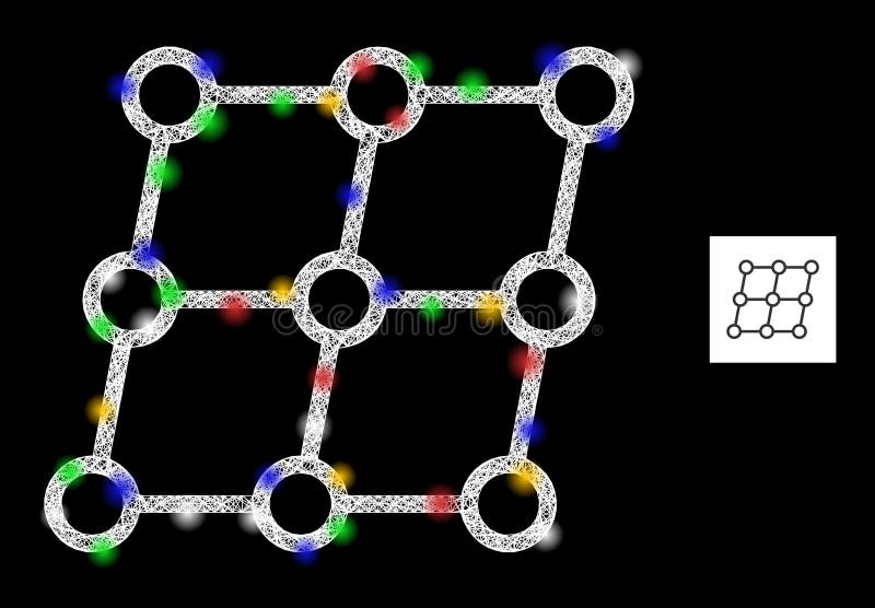 Net Web Mesh Shifted Grid Nodes Icon with Colorful Flash Nodes Stock ...