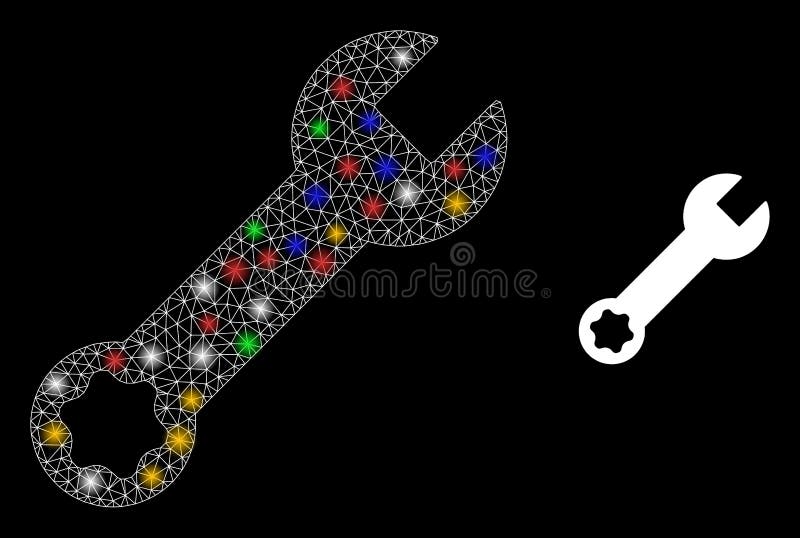 Net Wrench Tool Glare Icon with Bright Colored Glare Spots Stock Vector ...
