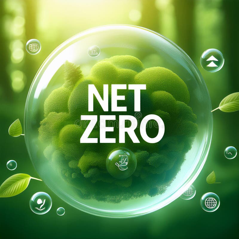 Net Zero Carbon Neutral Concept with Forest Bubbles. AI Content ...