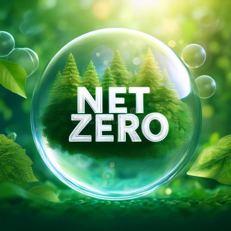 Net Zero Carbon Neutral Concept with Forest Bubbles. AI Content Generation. Stock Illustration ...