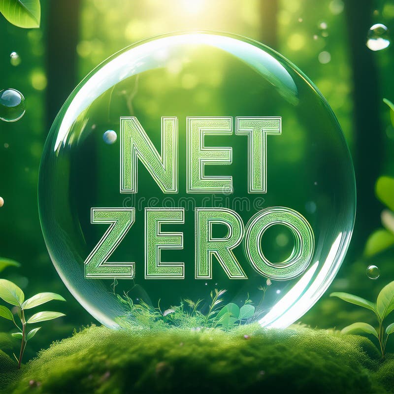 Net Zero Carbon Neutral Concept with Forest Bubbles. AI Content ...