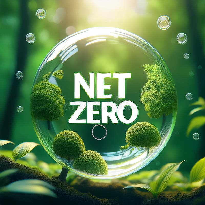 Net Zero Carbon Neutral Concept with Forest Bubbles. AI Content ...