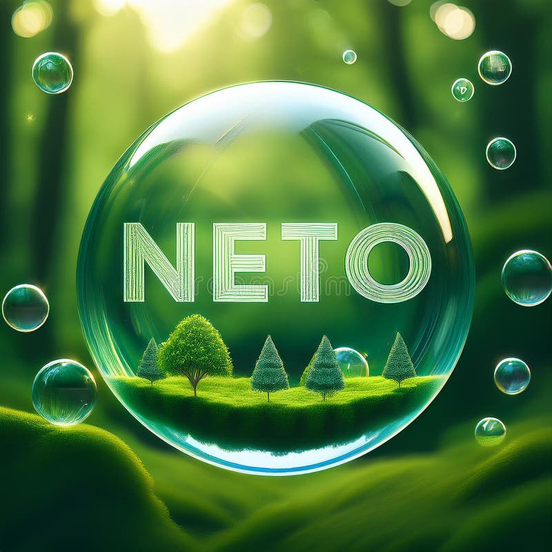 Net Zero Carbon Neutral Concept with Forest Bubbles. AI Content Generation. Stock Illustration ...