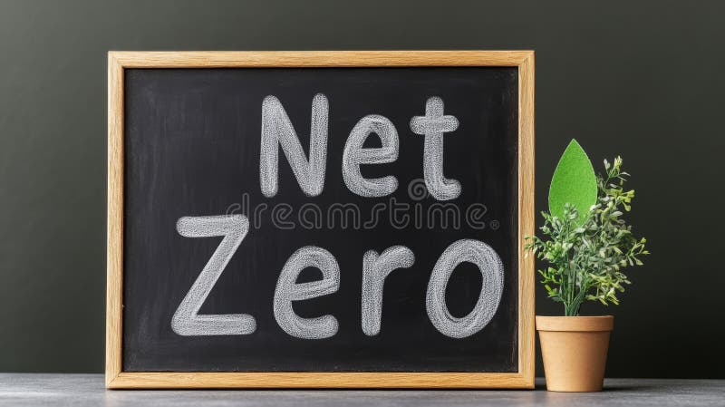 Net Zero, Chalkboard Inscription Highlights Commitment To Environmental ...