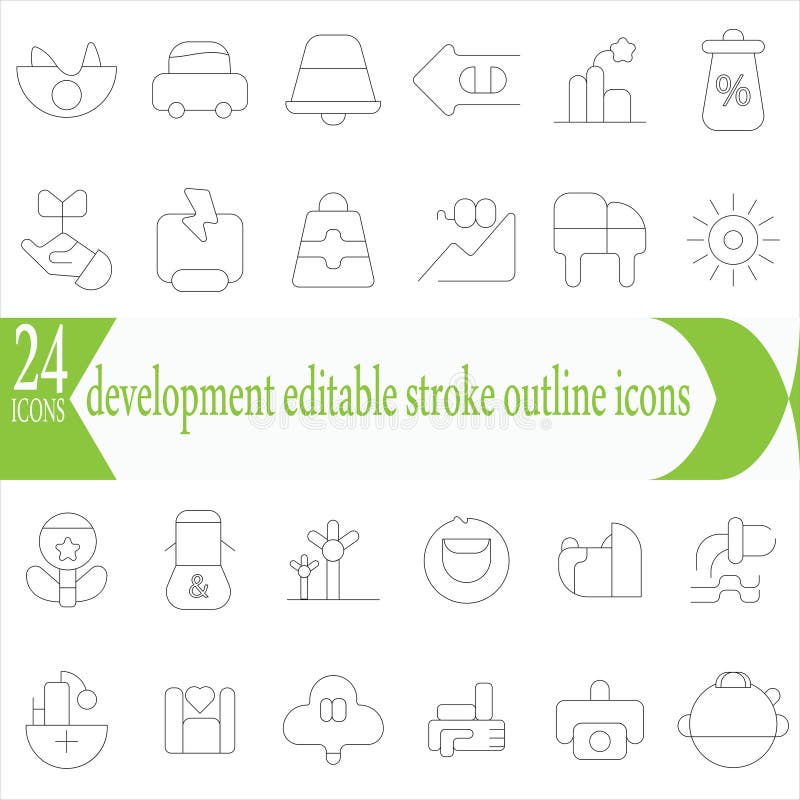 Net Zero, Eco, Sustainable Development Editable Stroke Outline Icons ...