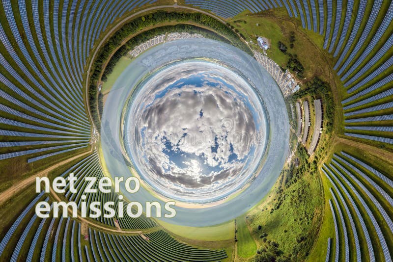 Net Zero Emissions Text Concept Image Against Blue Little Planet in ...