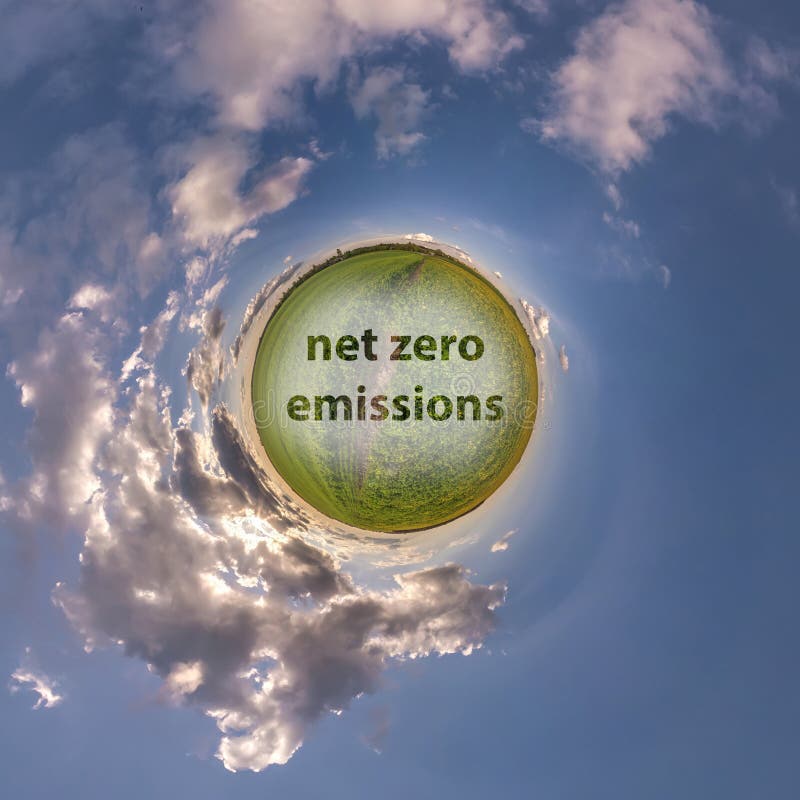 Net Zero Emissions Text Concept Image Against Blue Little Planet in ...
