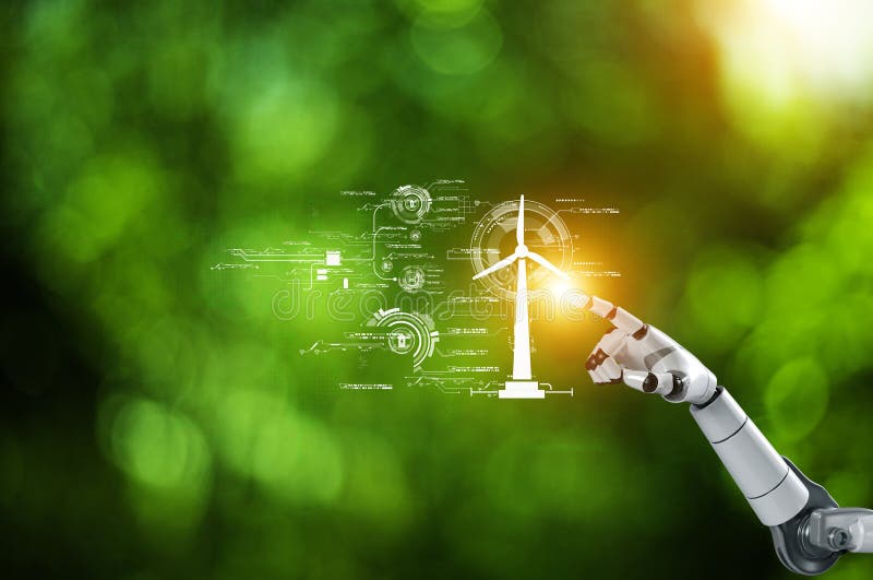 Net Zero, ESG Concept. AI, Machine Learning, Robotic Hand and Human ...