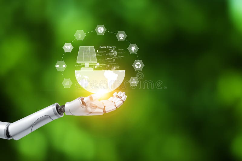 Net Zero ESG Concept. AI,Machine Learning, Robotic Hand Touch Net Zero ...