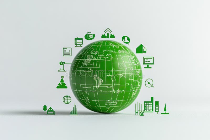 Net Zero Globe with Sustainability Icons - Environmental Sustainability ...