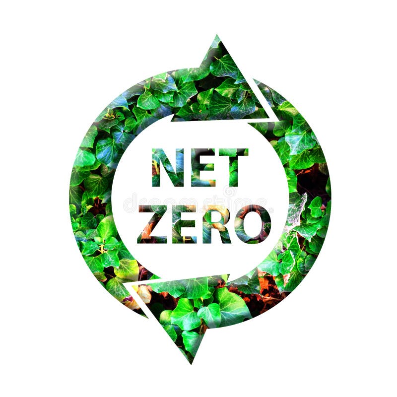 Net Zero, Green Icon Made from Green Leaves. Isolated on a White ...