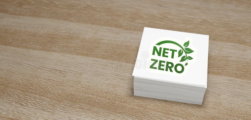 Net Zero Icon on Paper Banner with Copy Space for Text Green Concept 3D ...