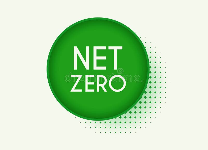 Net Zero Sticker with Halftone Shadow. Carbon Neutral. Round Green Logo ...