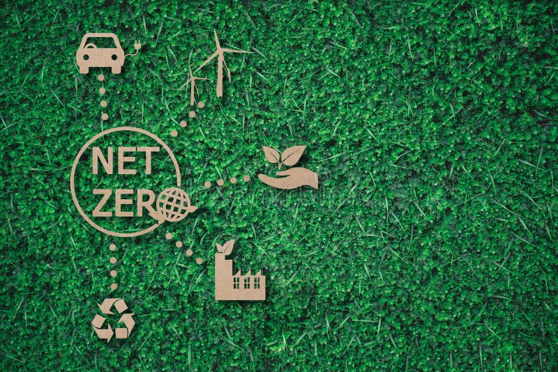 Net Zero with Earth instead of O Over Businessman Hand Paper Cut on ...