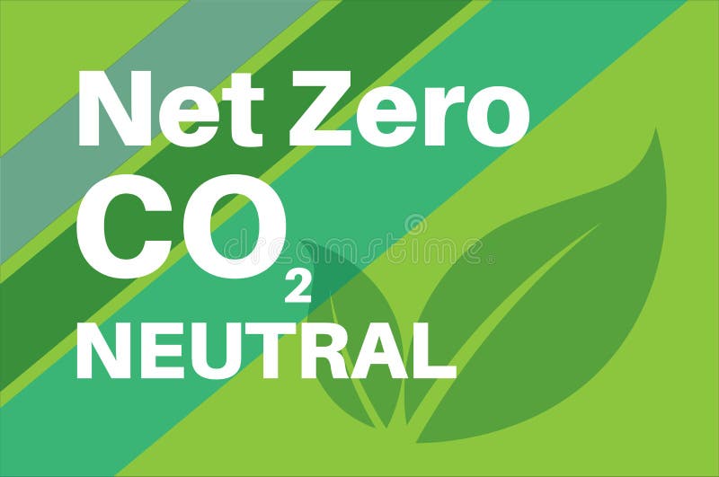 Net Zero Vector Illustration Co2 Neutral Consept on a Green Background ...