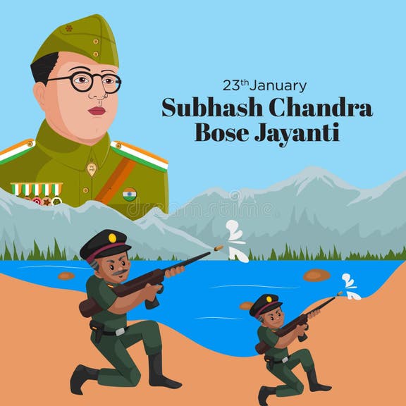 Netaji Subhash Chandra Bose Jayanti Banner Design Stock Vector ...