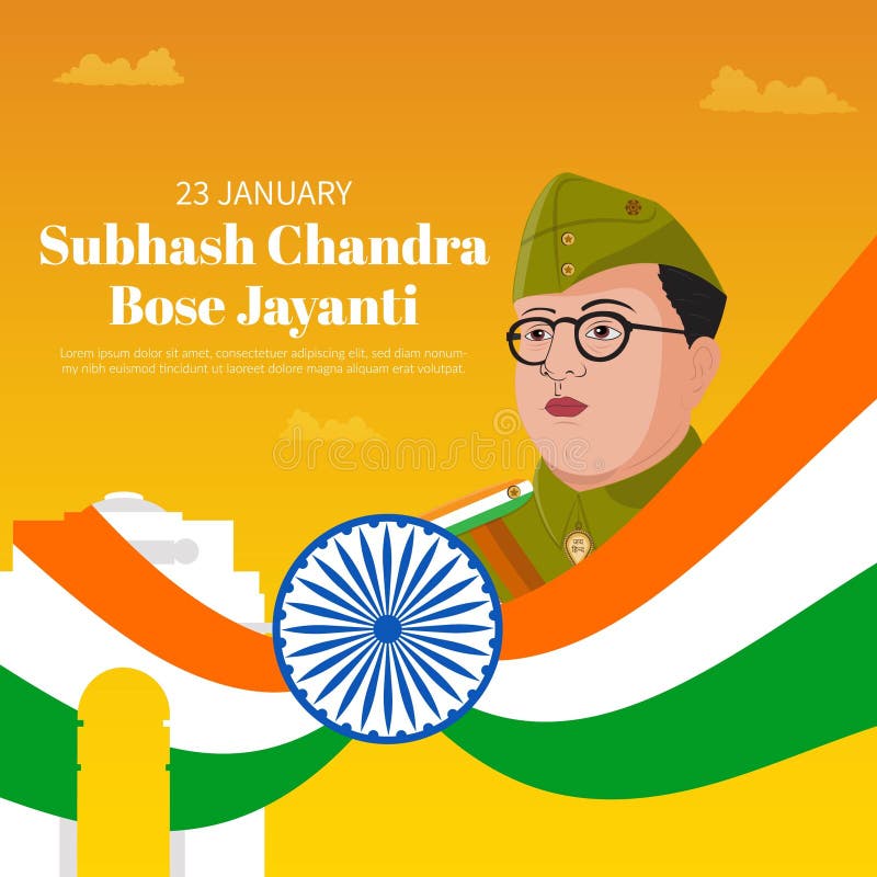 Netaji Subhash Chandra Bose Jayanti Banner Design Stock Vector ...