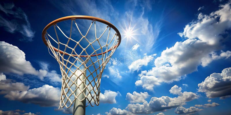 Netball Goal Ring and Net Against a Blue Sky and Clouds AI Generative ...