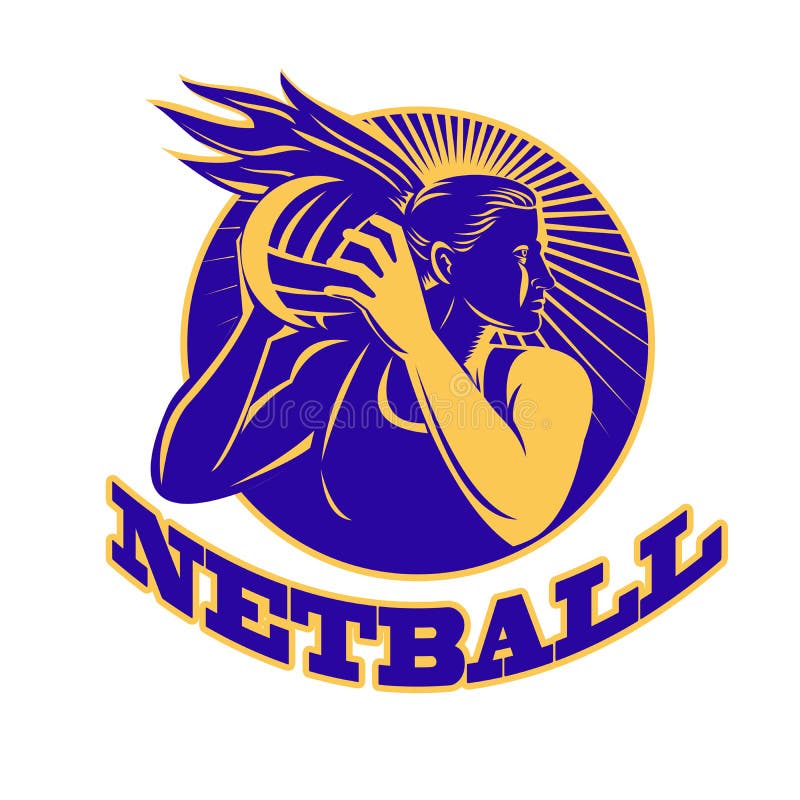 Netball Player Catching Ball Circle Cartoon Stock Vector - Illustration ...