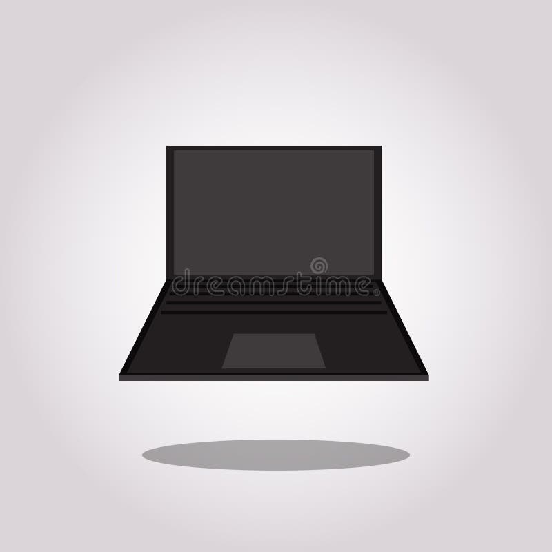 Netbook Vector Icon On Grey. Laptop To Work Icon. Office Laptop Icon ...