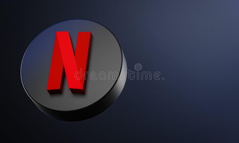 Netflix Circle Button Icon 3D on Dark Bakcgorund. Elegant Template ...