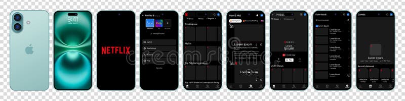 Netflix Interface in Green Iphone 16. Netflix Screen Social Media ...