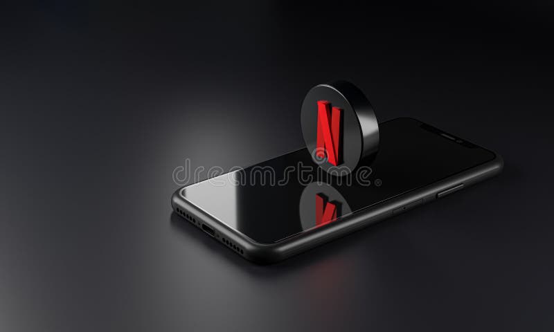 Netflix Logo Icon on Top of Smartphone 3D Dark Background Editorial ...