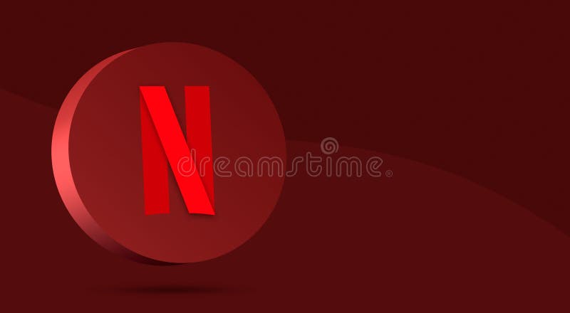 Netflix Logo Minimal Design on the Round Button 3d Render. Social Media ...