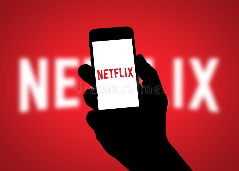 Netflix on mobile phone editorial photography. Image of device - 144982422