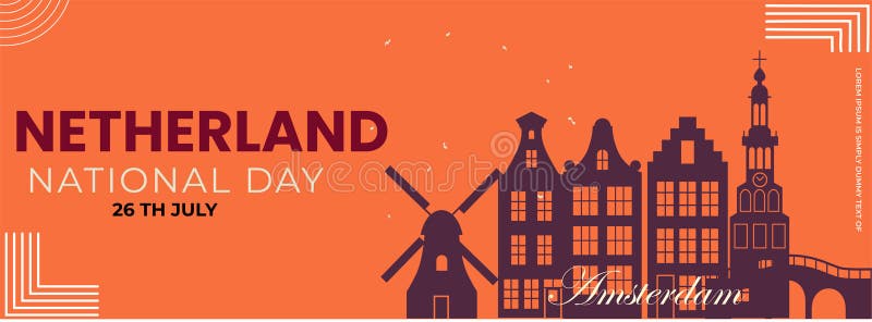 Netherlands National Day Horizontal Banner with Holland Flag .geometric ...
