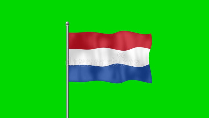 Netherland Flag Waving in the Wind on Green Screen Footage Background ...