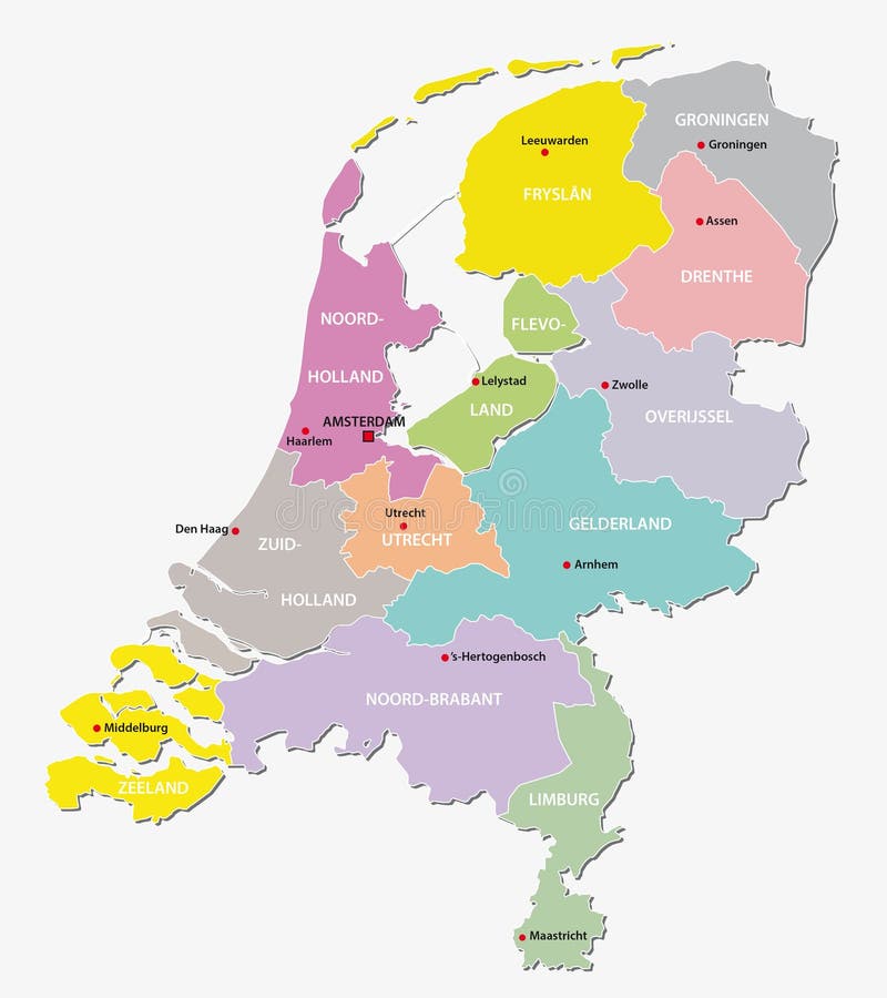 Netherlands Administrative Map Stock Illustration - Illustration of ...