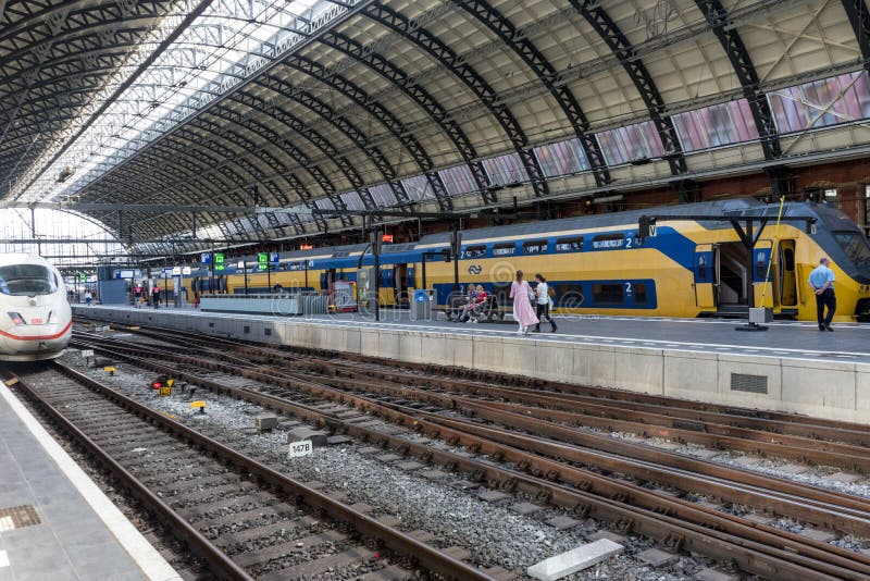 Netherlands,Amsterdam - 21 April 2017: Engine of NS Holland Train at ...