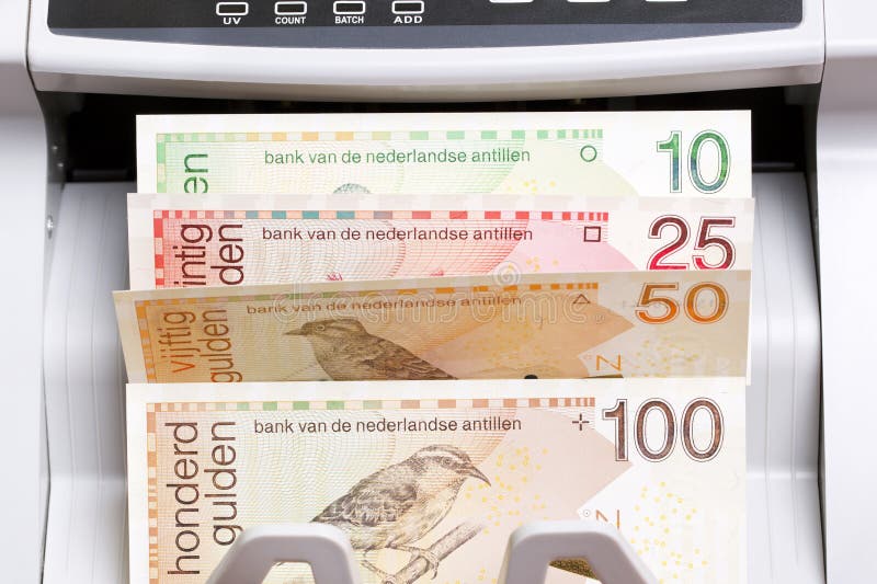 Netherlands Antillean Guilder in the Counting Machine Stock Image ...
