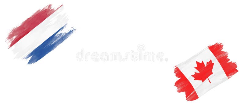 Netherlands and Canada Flags on White Stock Illustration - Illustration ...