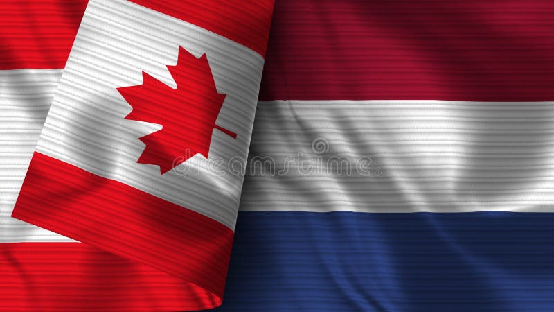 Netherlands and Canada Realistic Flag â€“ Fabric Texture Illustration ...