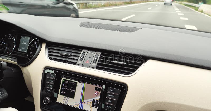 Car GPS Dutch Highway Driving Fast Dashboard Display Stock Footage ...