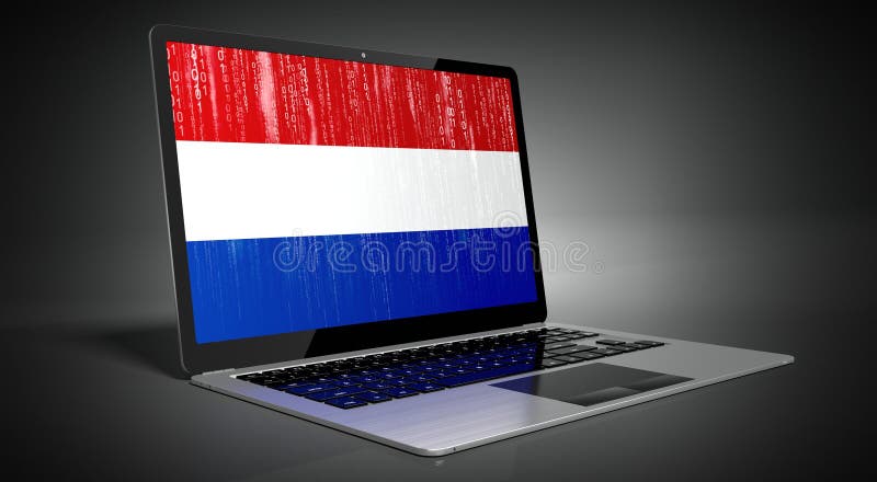 Netherlands - Country Flag and Binary Code on Laptop Screen Stock ...